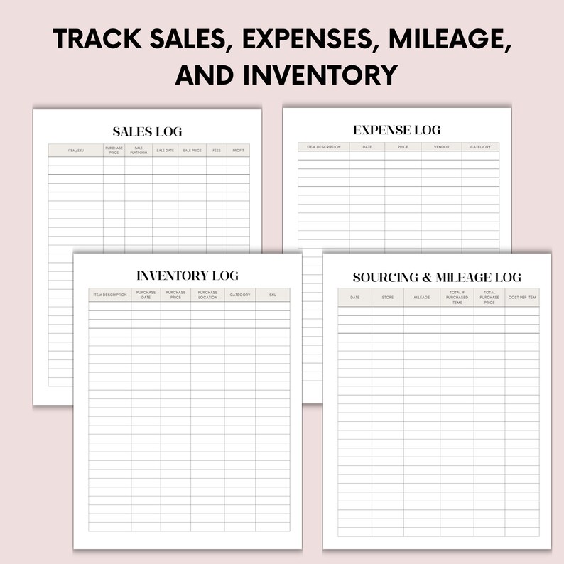 RESELLING Sales, Inventory, Expenses Tracking Intake Measurements ...