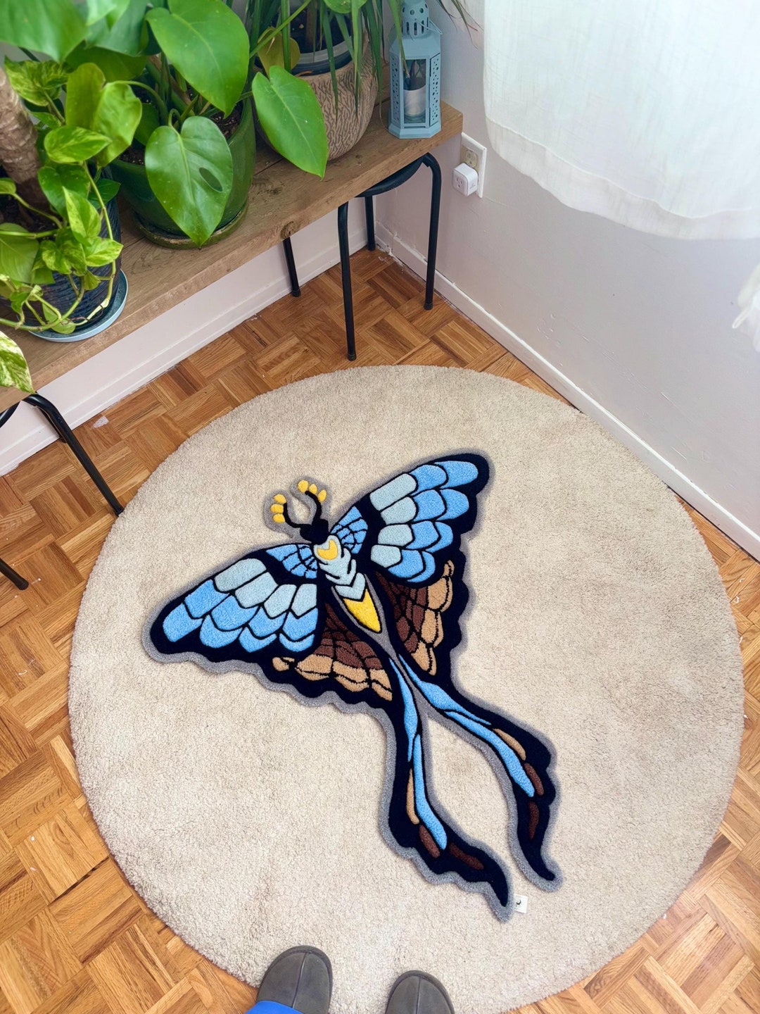 Luna Moth Tufted Accent Rug, Handmade Cozy Home Decor, Bug Insect ...