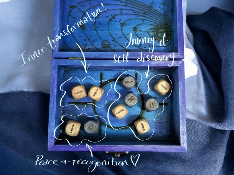 Zodiac Divination Dice Set – Wood Handcrafted, Celestial Oracle Dice ...