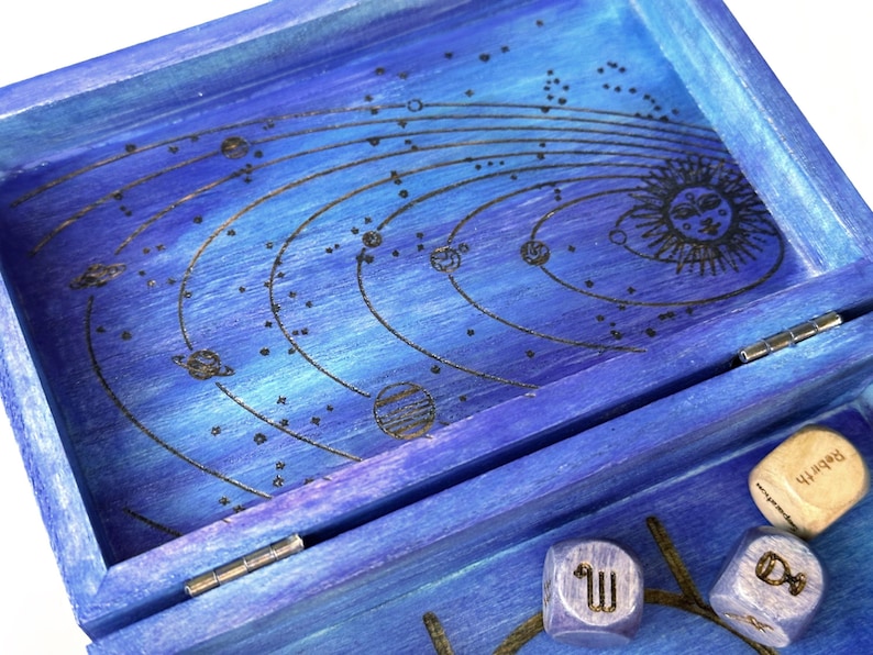 Zodiac Divination Dice Set – Wood Handcrafted, Celestial Oracle Dice ...