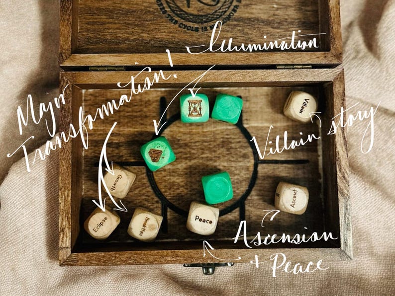 Arcane Divination Dice Set With Engraved Wooden Box – Witchy Oracle ...