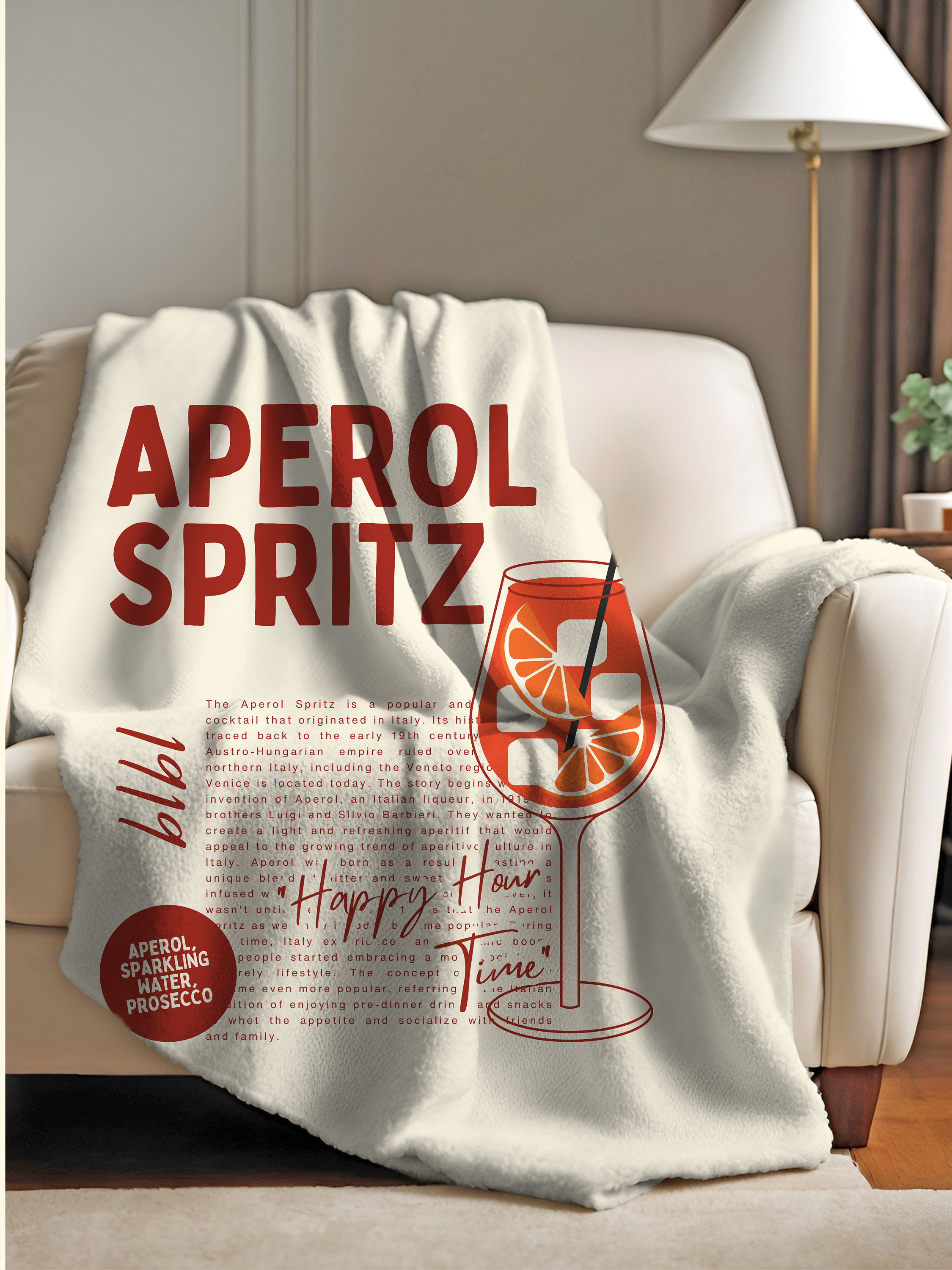 Cozy Aperol Spritz-inspired Plush Blanket. Perfect Gift for Snuggling ...
