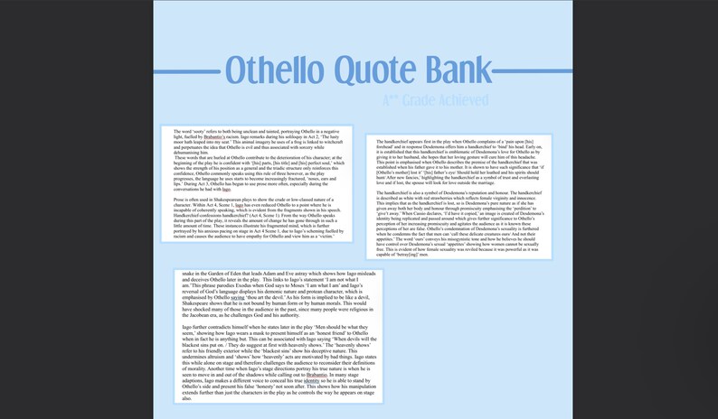 GCSE and Alevel Othello Shakespeare Model Essays - Etsy