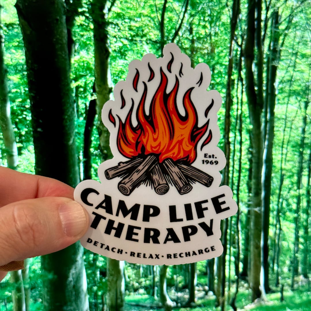 Crackling Campfire Waterproof Camping Sticker Camper Decal, Camping ...