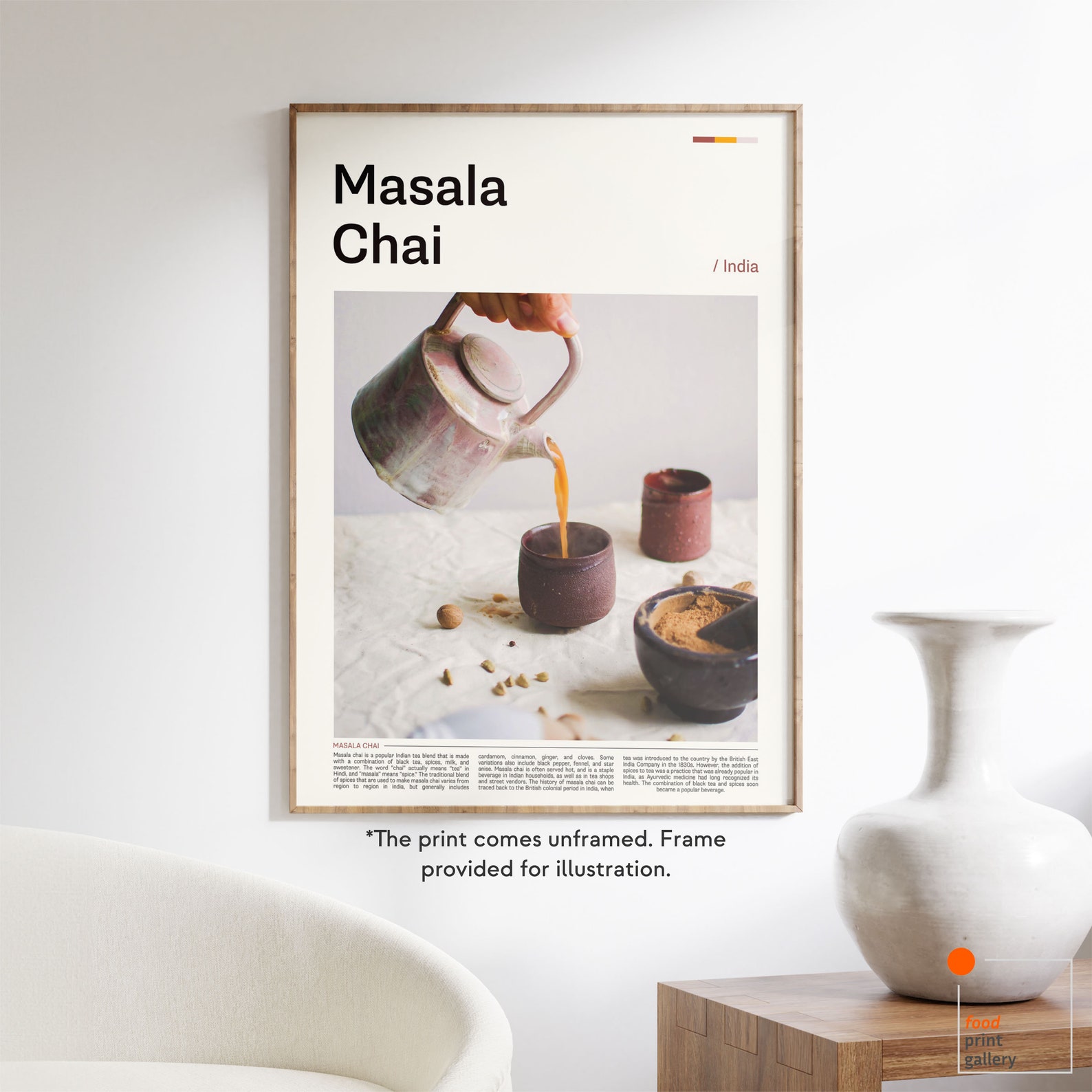 Masala Chai Print Wall Art Poster, Colorful Photograph Décor, Kitchen ...