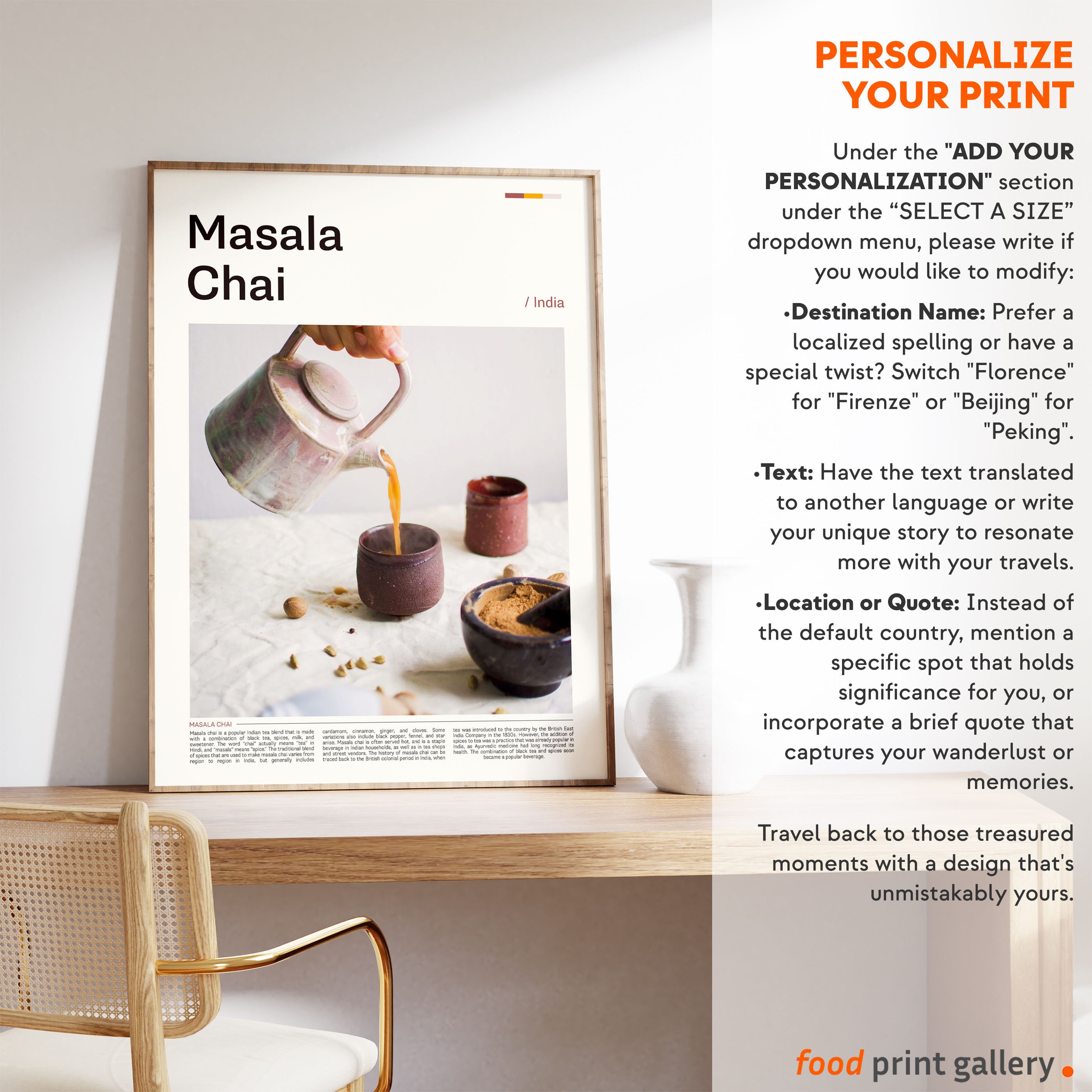 Masala Chai Print Wall Art Poster, Colorful Photograph Décor, Kitchen ...