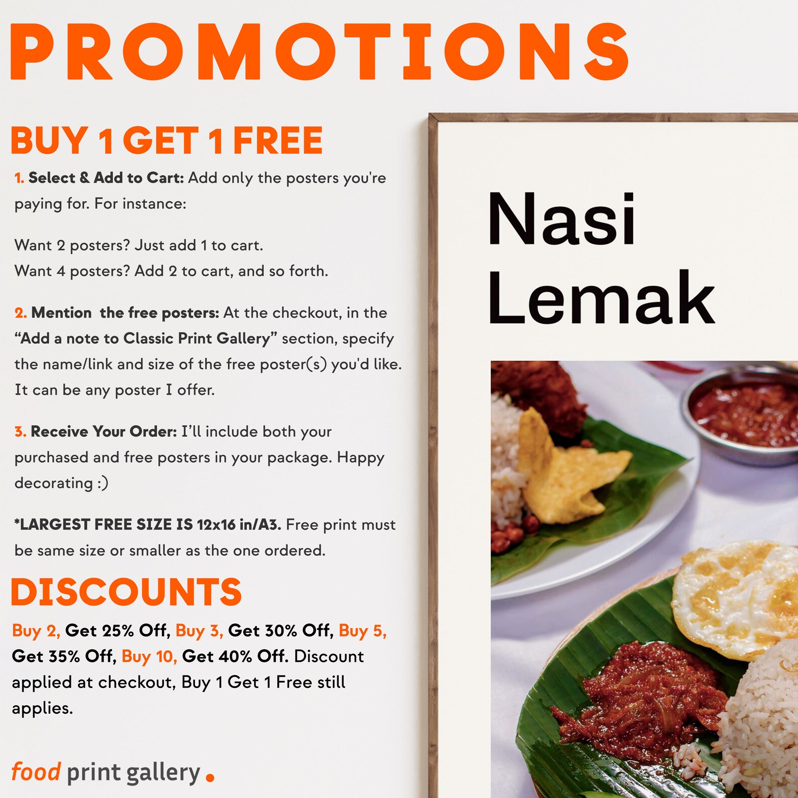 Nasi Lemak Print Wall Art Poster, Colorful Photograph Décor, Kitchen ...