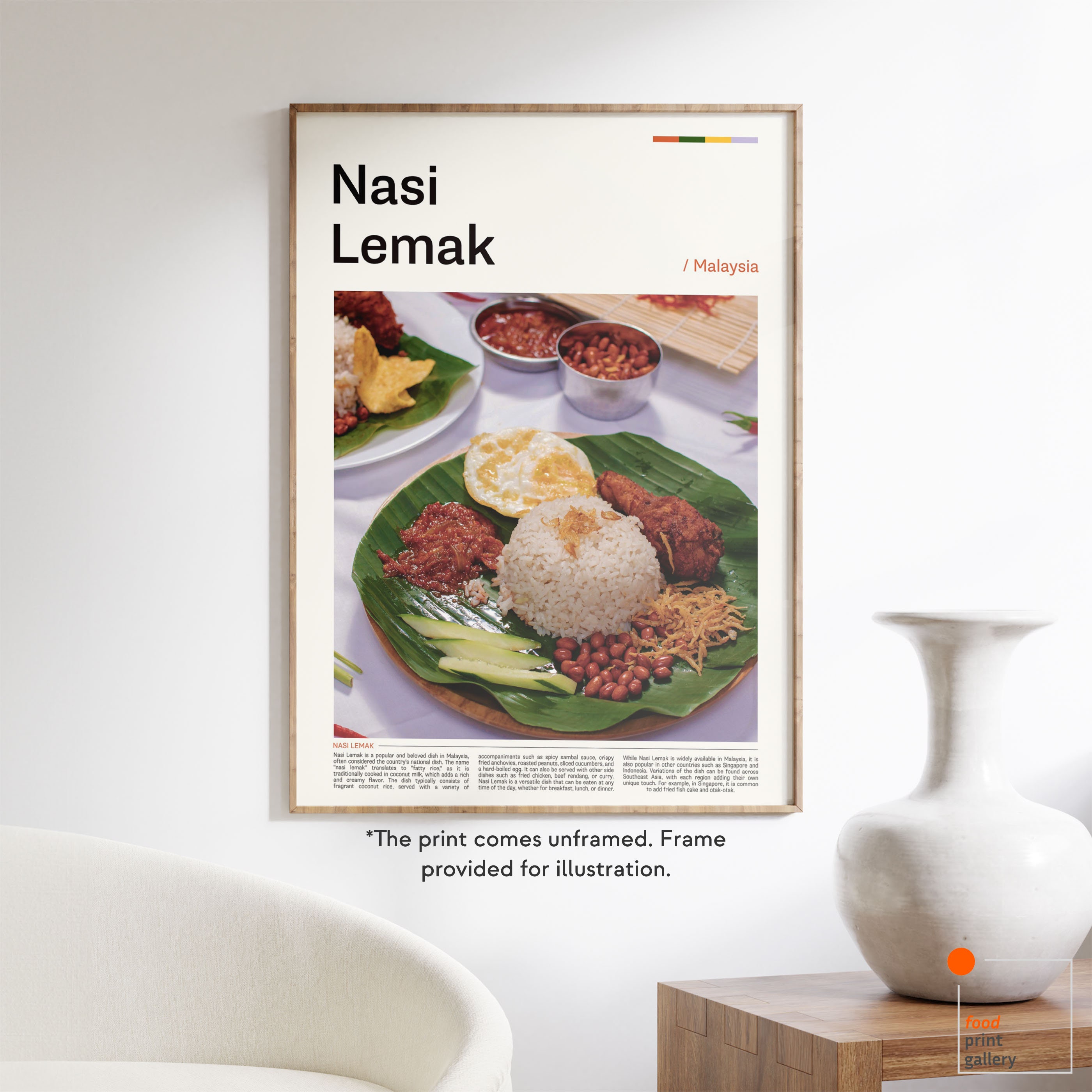 Nasi Lemak Print Wall Art Poster, Colorful Photograph Décor, Kitchen ...