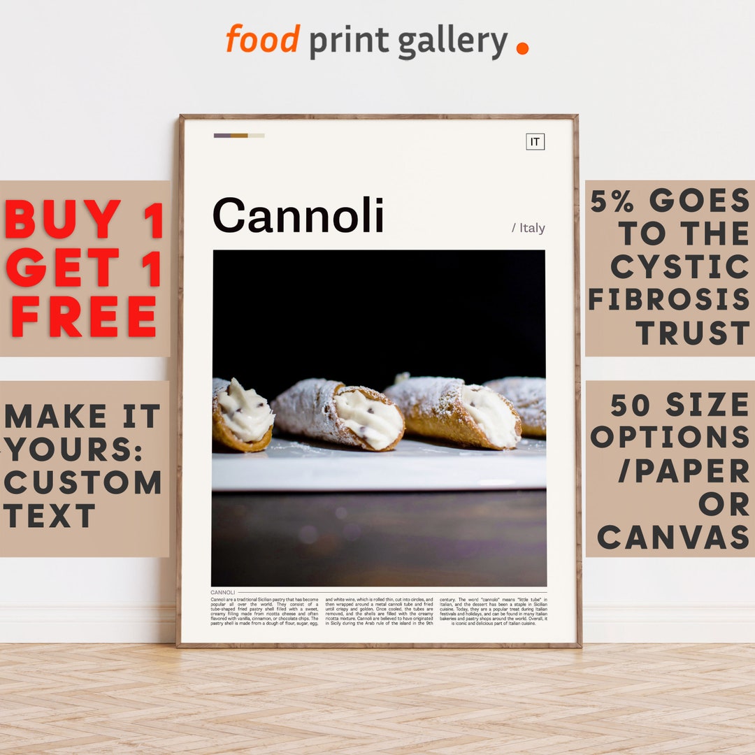 Cannoli Print Wall Art Poster, Colorful Photograph Décor, Kitchen Wall ...