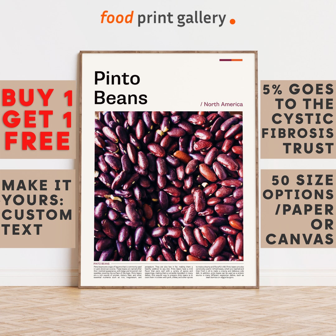 Pinto Beans Print Wall Art Poster, Colorful Photograph Décor, Kitchen ...