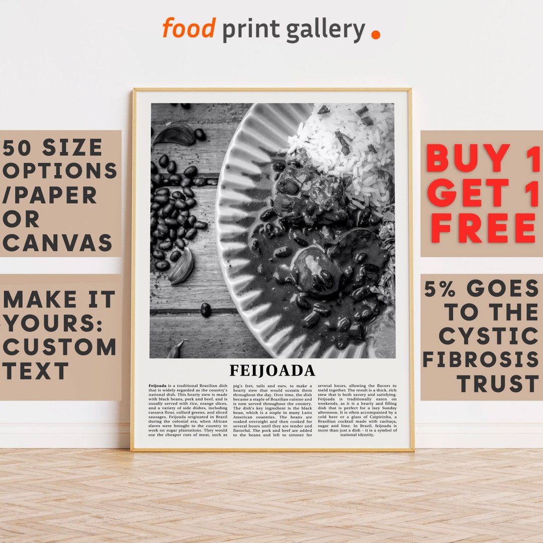 Feijoada Print Wall Art Poster, Feijoada BW Photograph Décor, Kitchen ...