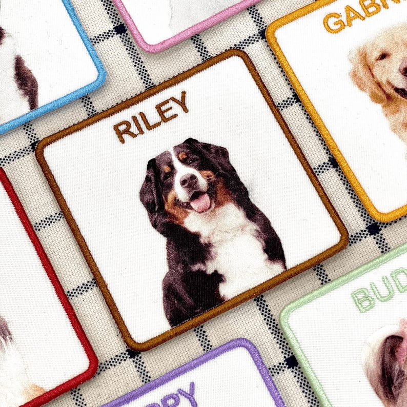 Custom Dog Photo Patch, Embroidered Pet Portrait Applique, Iron on or ...