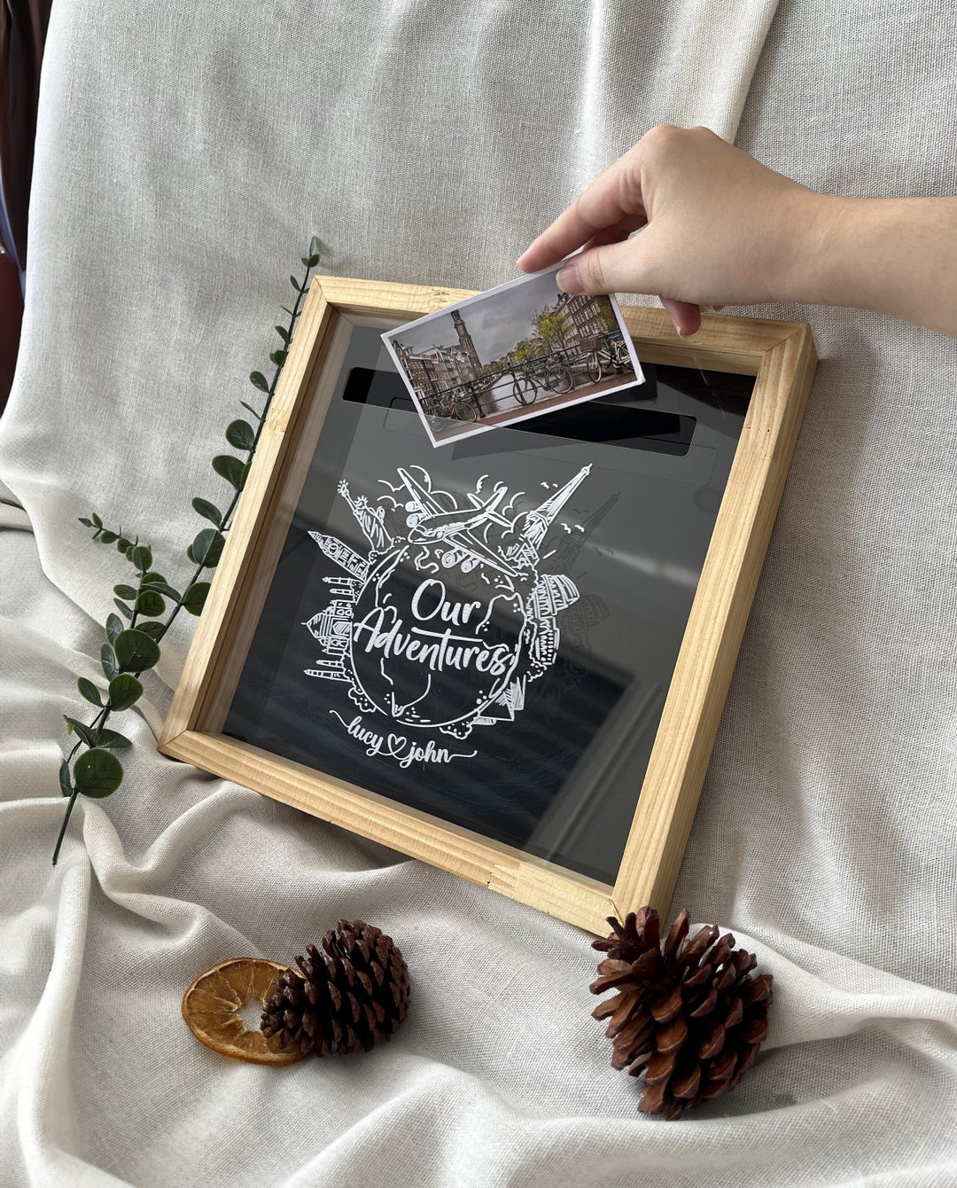 Custom Couple Travel Memory Box, Adventures Box, Anniversary Wooden ...