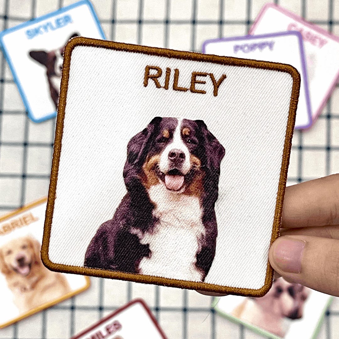 Custom Dog Photo Patch, Embroidered Pet Portrait Applique, Iron on or ...