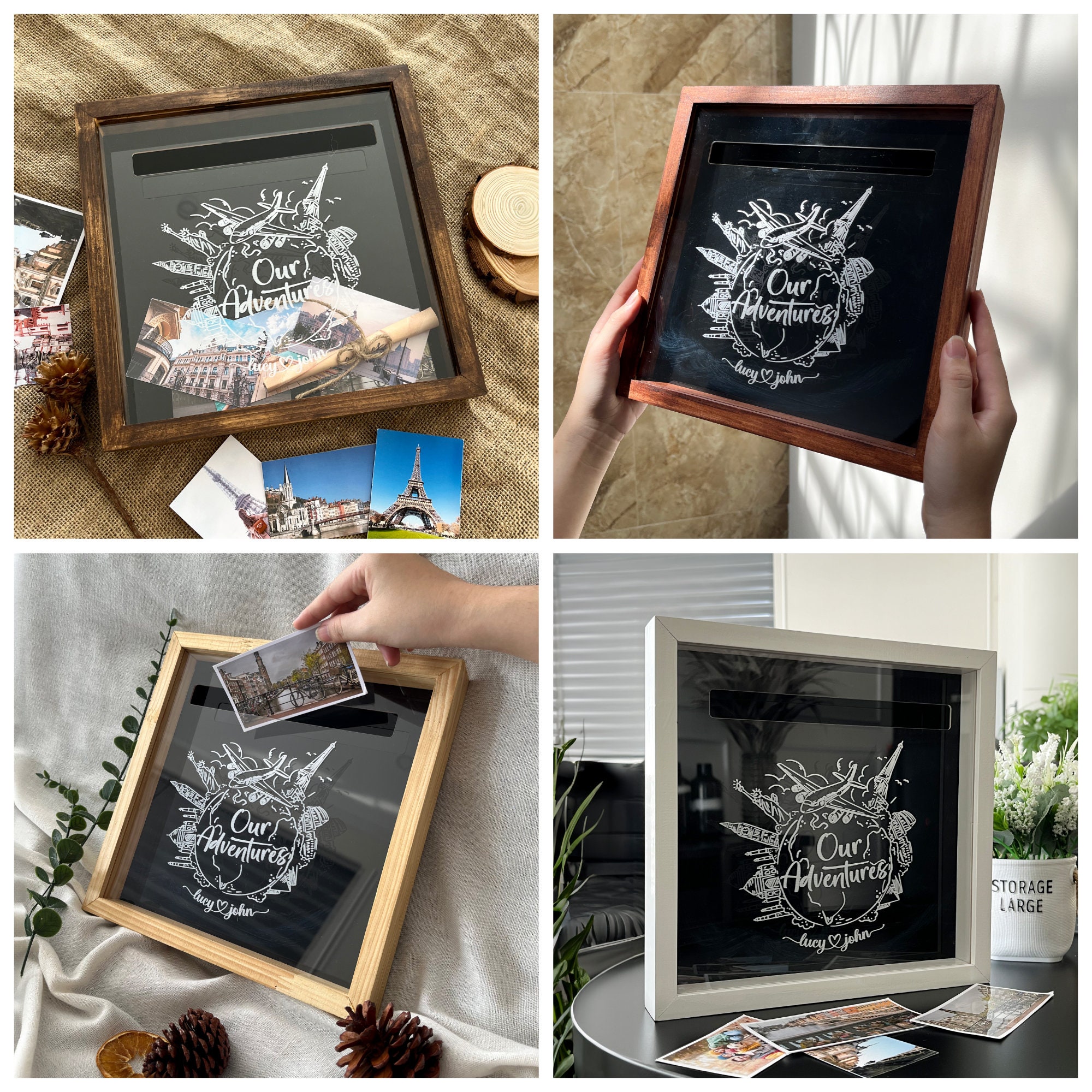 Custom Couple Travel Memory Box, Adventures Box, Anniversary Wooden ...