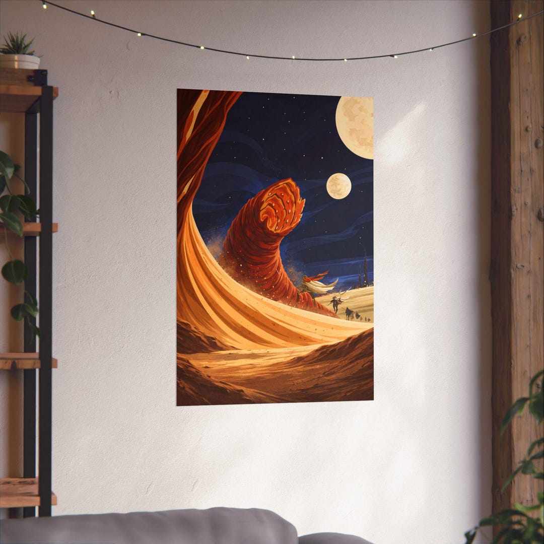 Dune Poster Desert Art Print, Sandworm Illustration Dune Inspired Wall ...