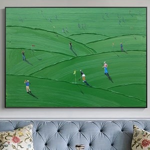 Green Textured Golf Art 3D Palette Knife Painting Modern Golf Artwork ...