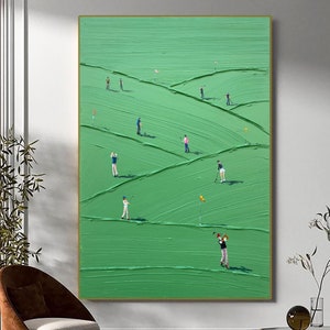 Green Textured Golf Art Modern Golf Artwork Unique Golf Art ...