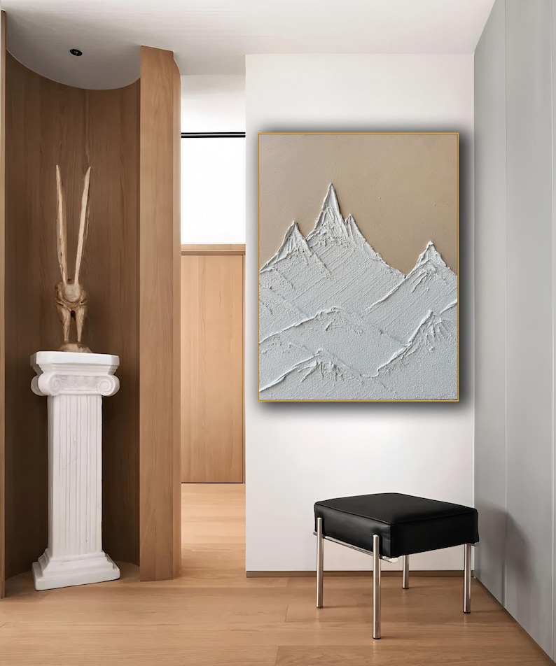Large-scale Home Decor Painting: Sandstone and Snow Mountain Texture ...