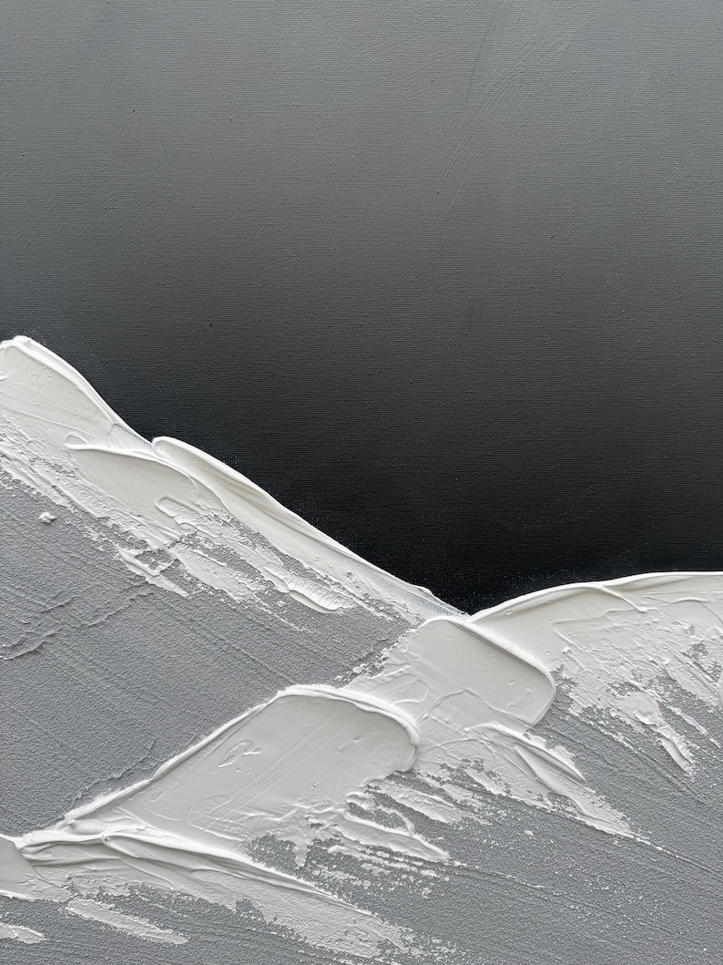Large-scale 3D Abstract Painting of Snow-capped Mountains, Black and ...