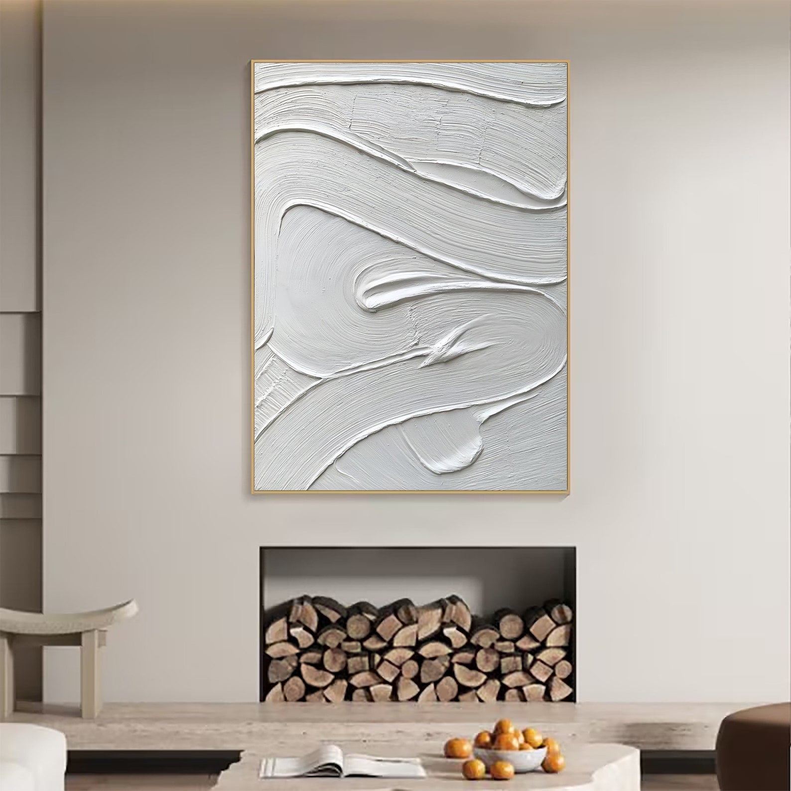 White Textured Wall Art White Waves Abstract Painting White Wall Art ...