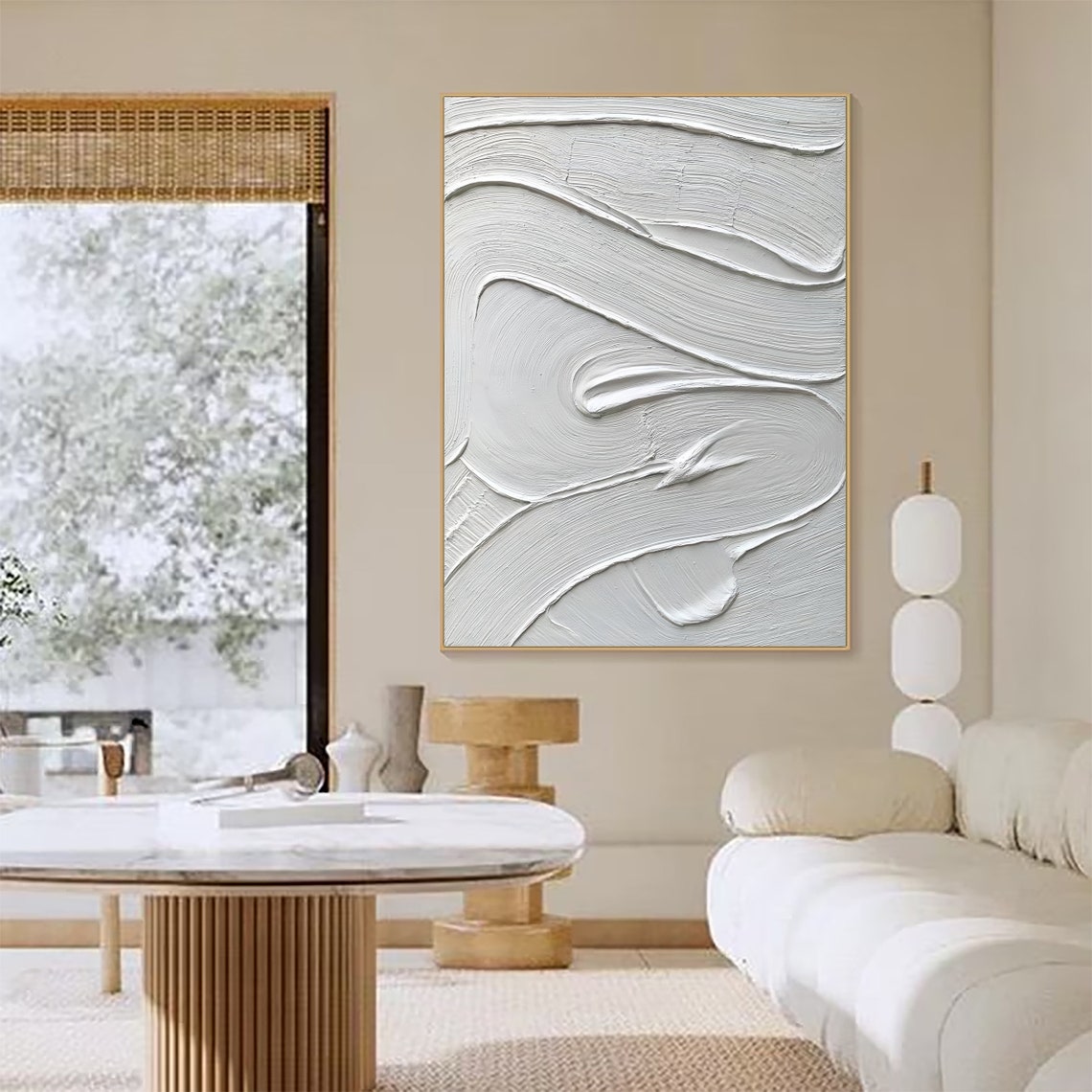 White Textured Wall Art White Waves Abstract Painting White Wall Art ...