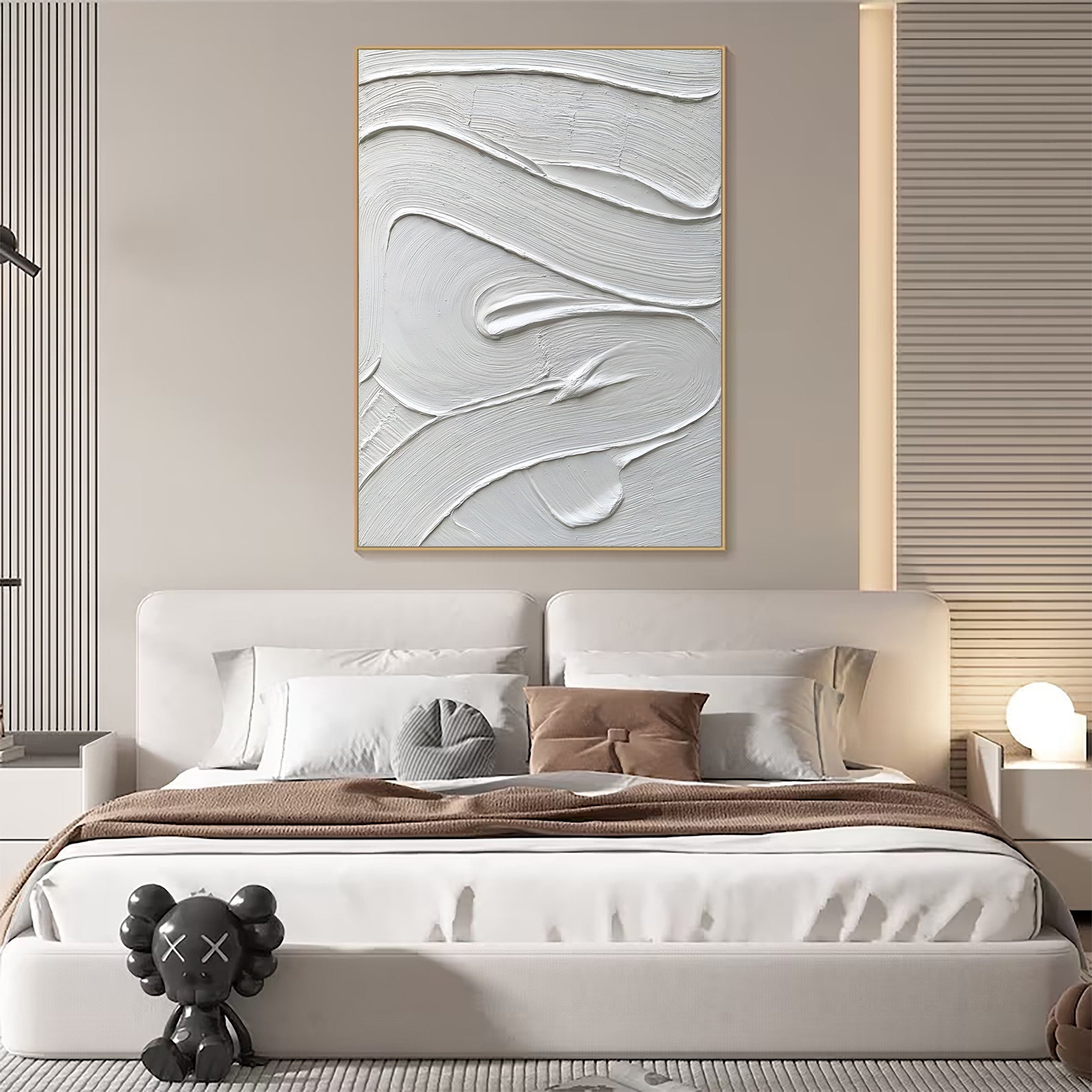 White Textured Wall Art White Waves Abstract Painting White Wall Art ...