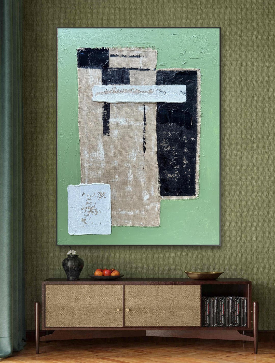 Wabi-sabi Style Home Decor Paintings.flax Burning Array Texture Art ...