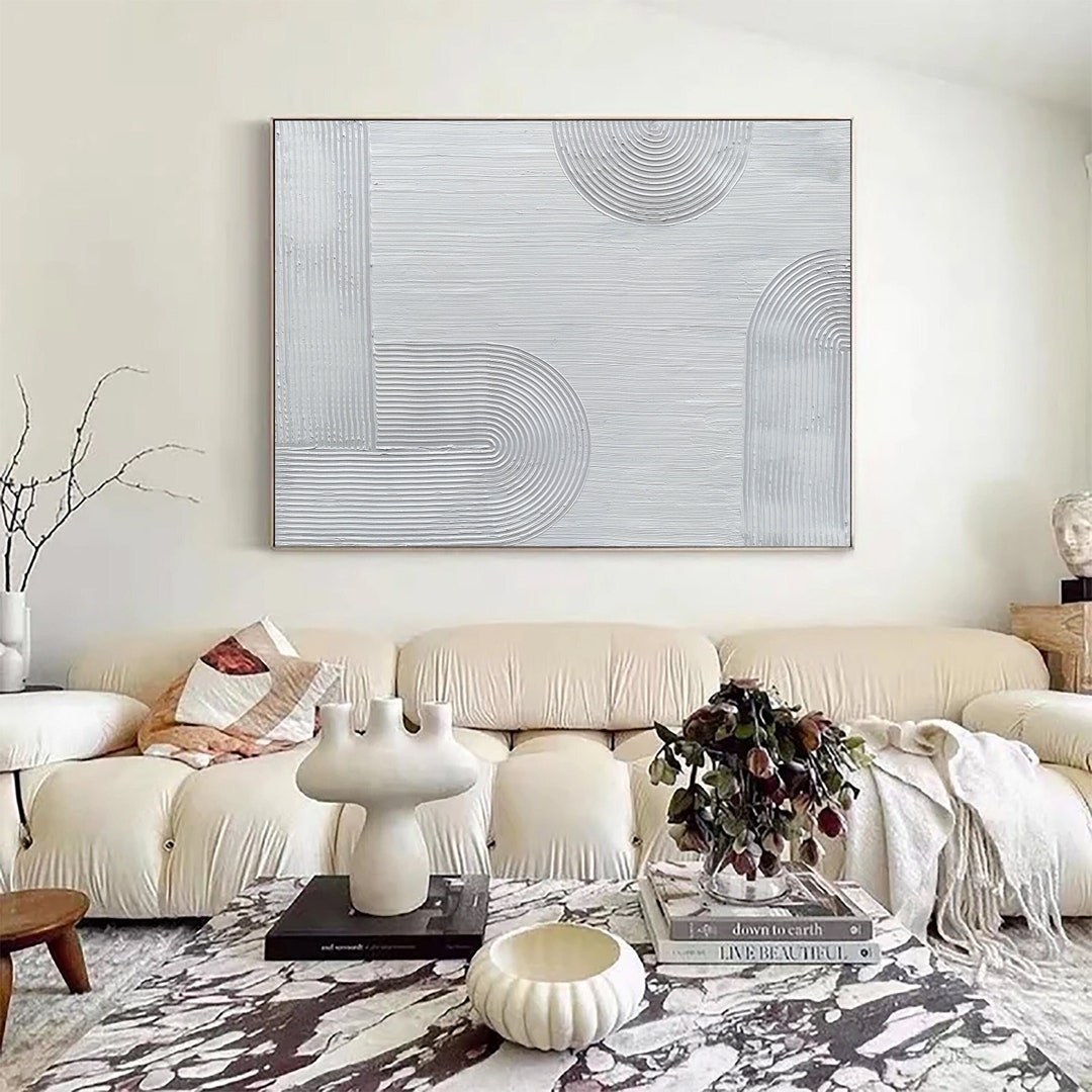 White Arch Wall Art White Textured Wall Art Plaster Art Abstract Modern ...