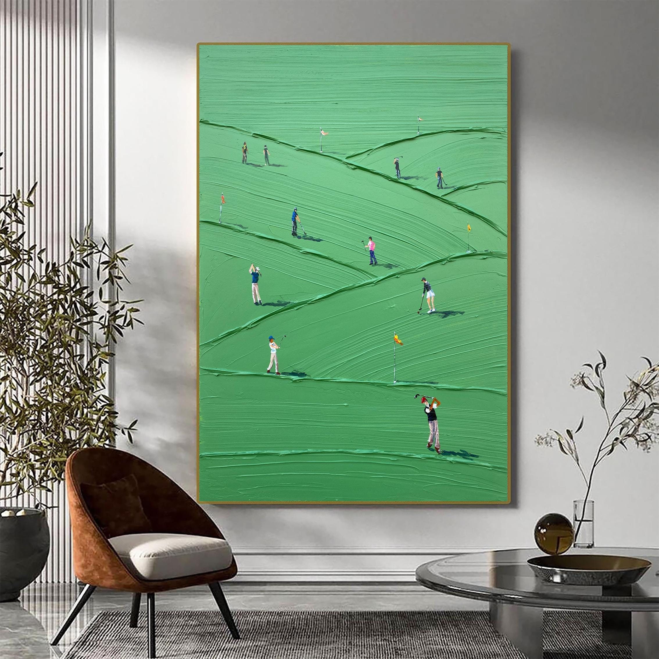 Green Textured Golf Art Modern Golf Artwork Unique Golf Art ...