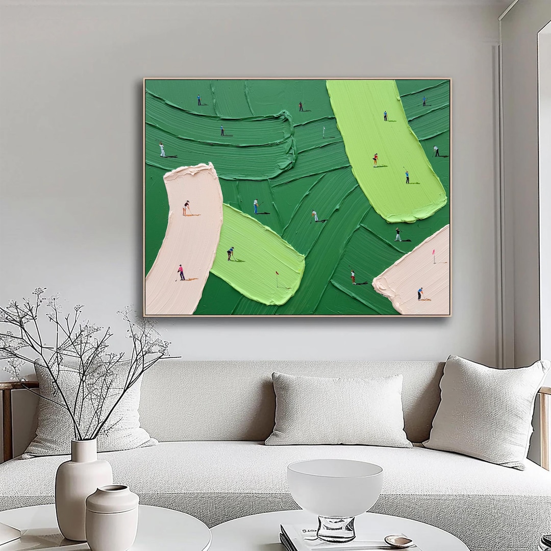 Green 3D Textured Golf Art Green Minimalist Art Golf Canvas Wall Art ...