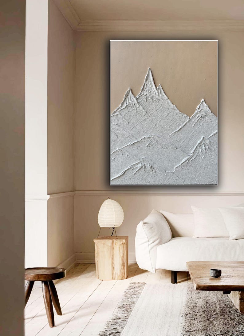 Large-scale Home Decor Painting: Sandstone and Snow Mountain Texture ...