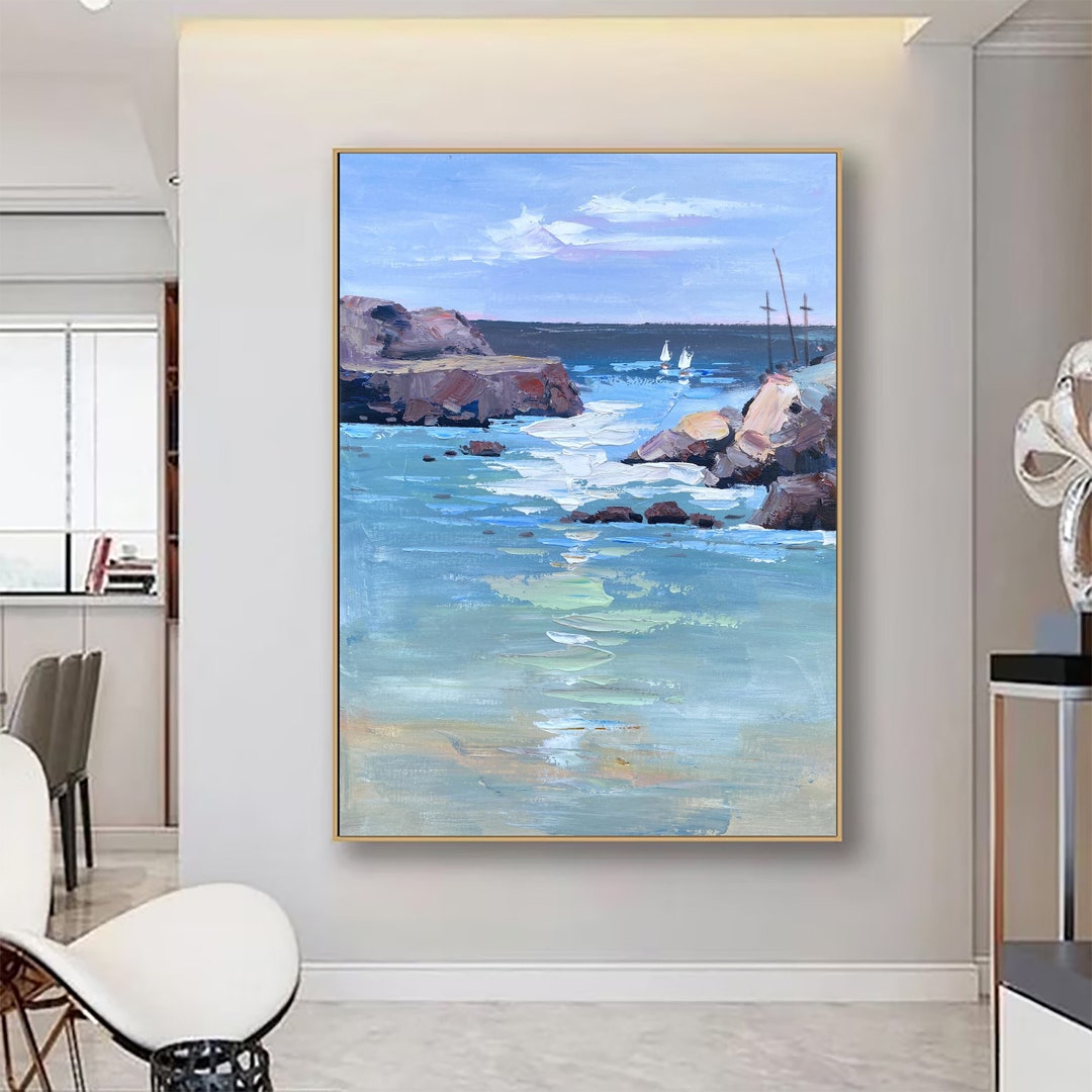 Ocean Painting Large Coastal Painting on Canvas,sea Landscape Painting ...
