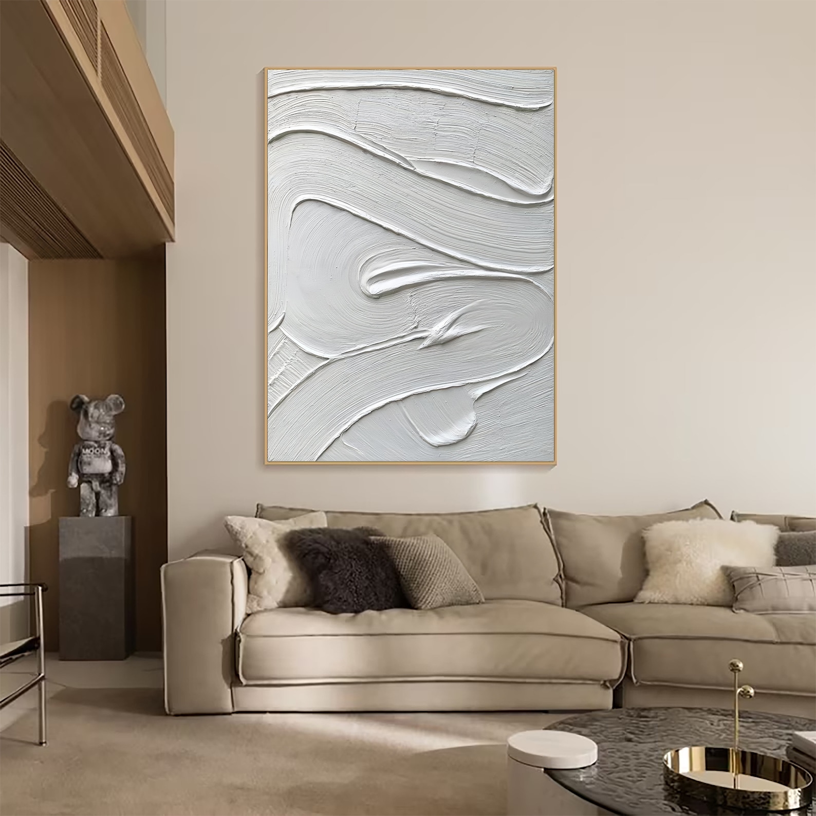 White Textured Wall Art White Waves Abstract Painting White Wall Art ...