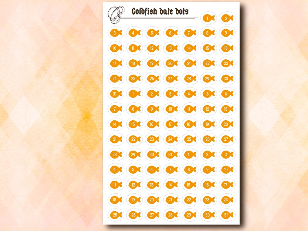 Date Dot Stickers Goldfish Stickers Calendar Dates Number Icons Date ...