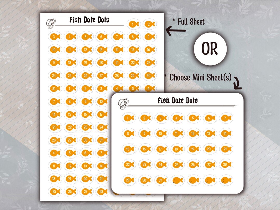 Date Dot Stickers | Goldfish Stickers | Calendar Dates | Number Icons ...