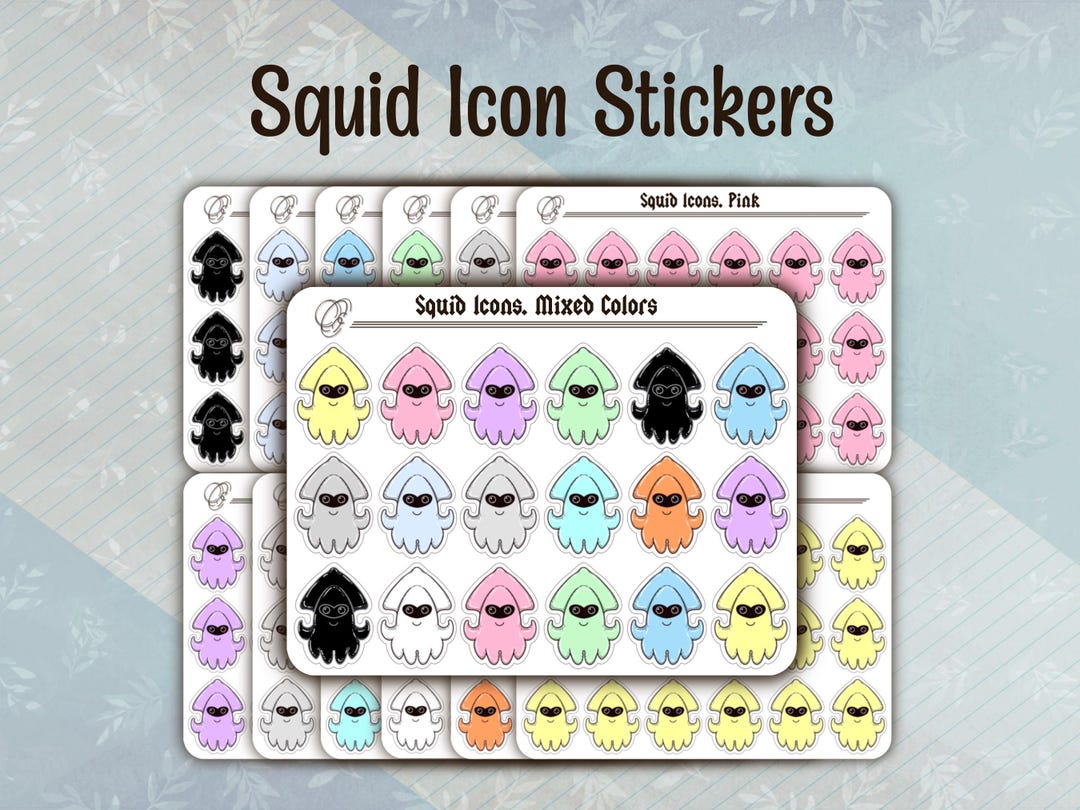 Squid Stickers Squid Icons Mario Game Inspired Bloopers Happy Squid ...