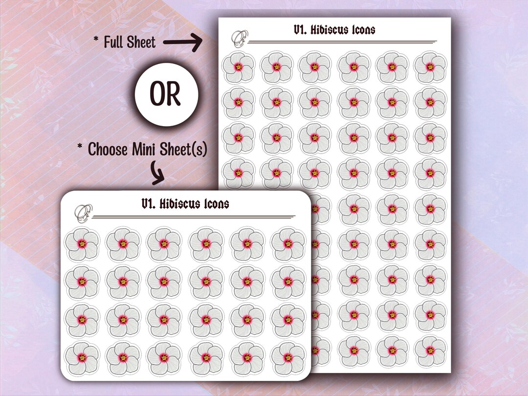 Hibiscus Sticker Icons | Bulk Hibiscus Stickers for Scrapbook or ...