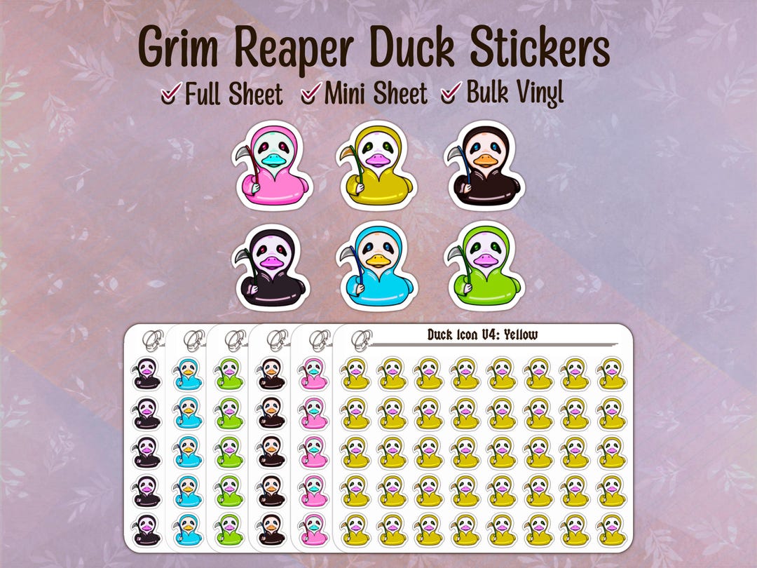 Halloween Rubber Ducks | Grim Reaper Duck Stickers, Halloween Duck ...