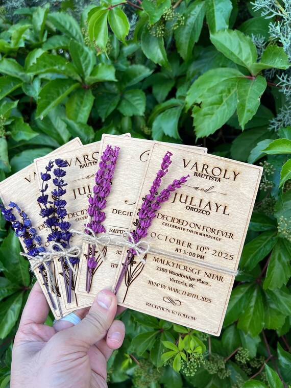 Lavender Rustic Invitation Wood Background