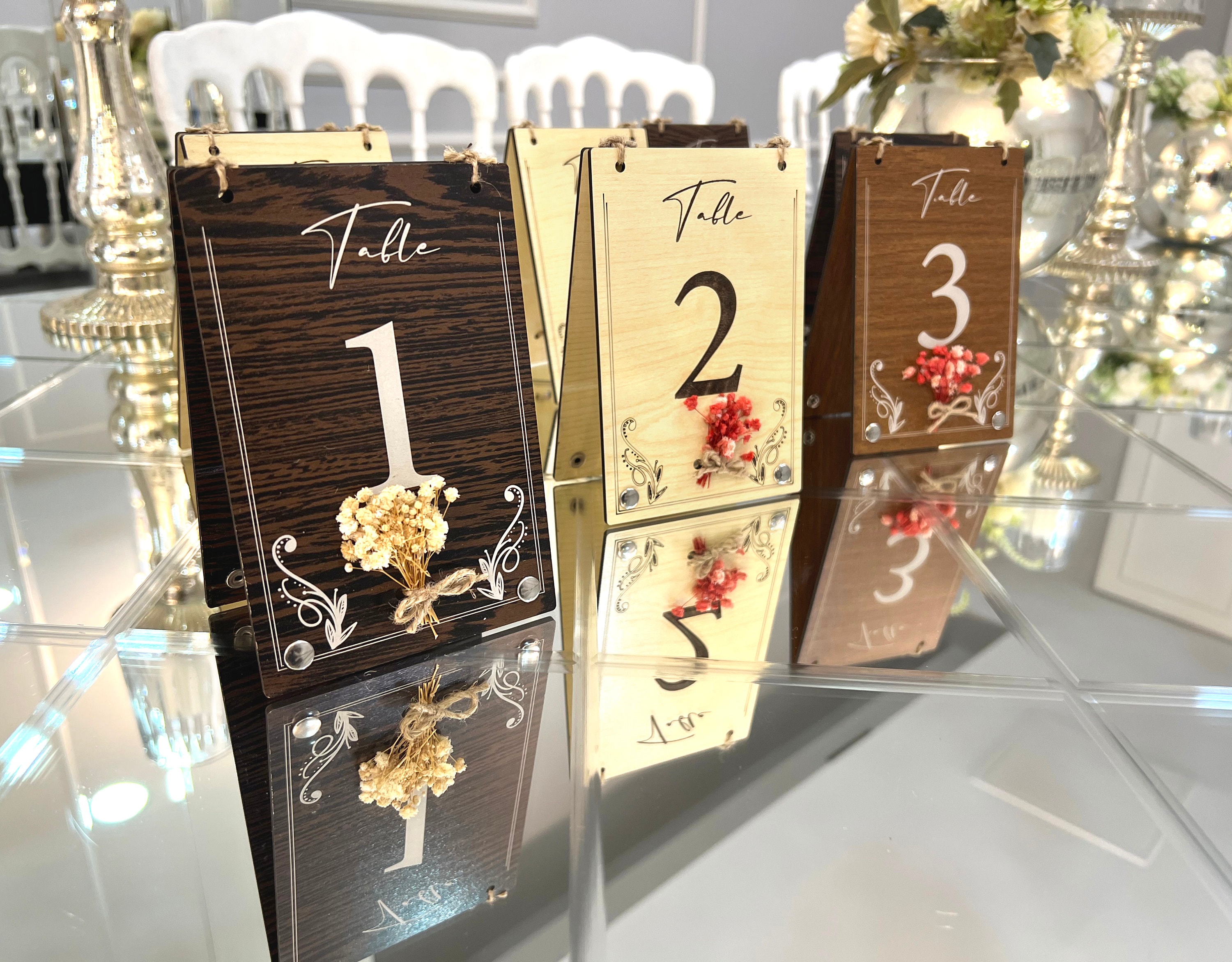 Rustic Wooden Wedding and Wedding Table Numbers, Flower, Eucalyptus ...