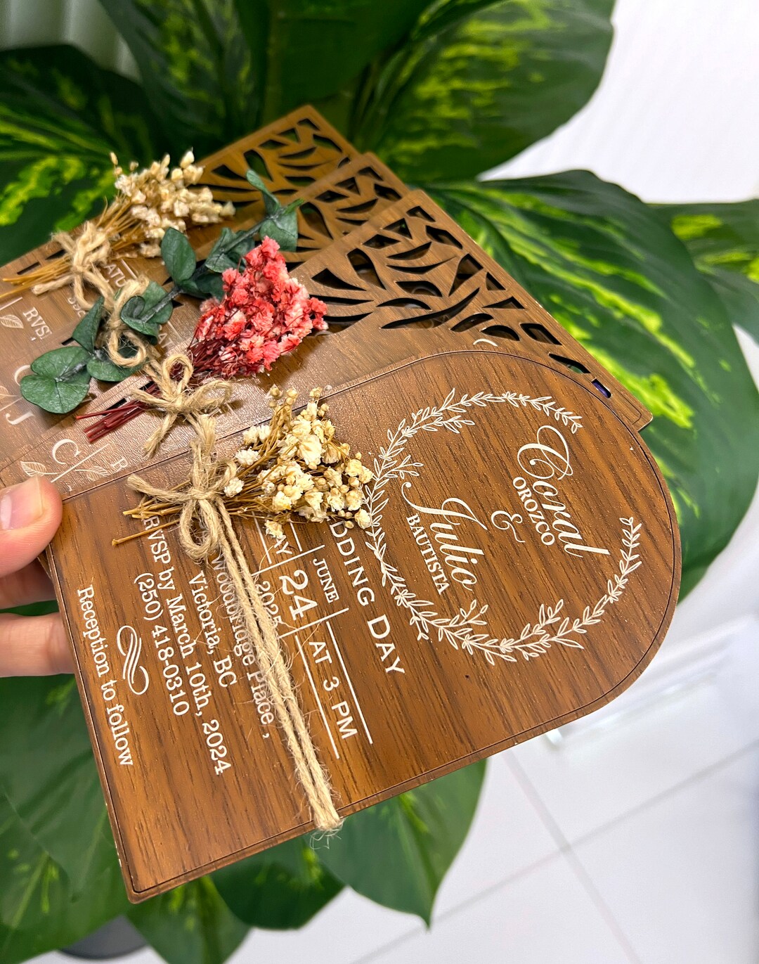 Wooden Wedding Invitation Wooden Invitations Wooden Invitation Set ...