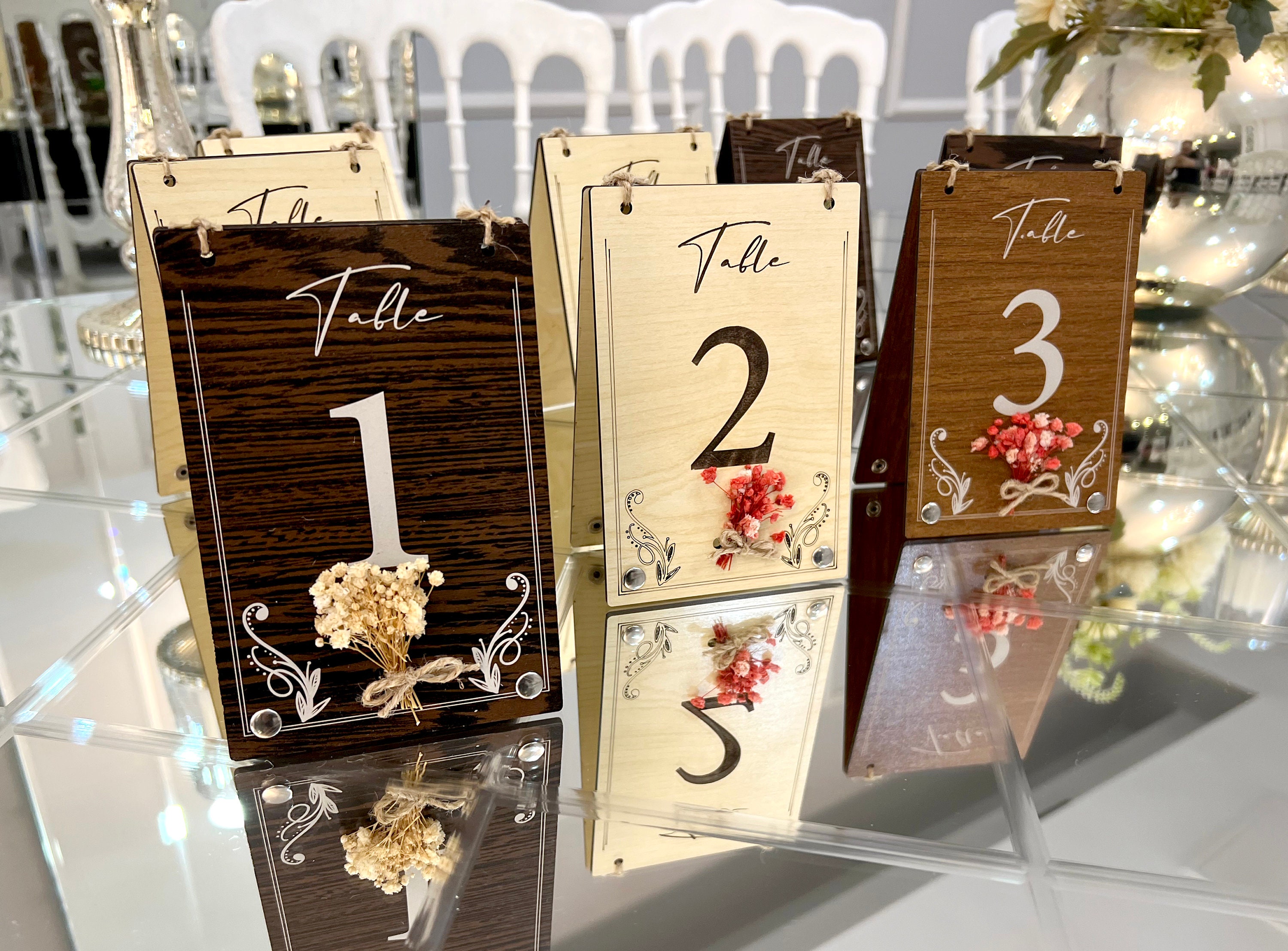 Rustic Wooden Wedding and Wedding Table Numbers, Flower, Eucalyptus ...
