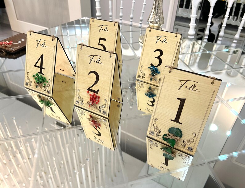 Rustic Wooden Wedding and Wedding Table Numbers, Flower, Eucalyptus ...