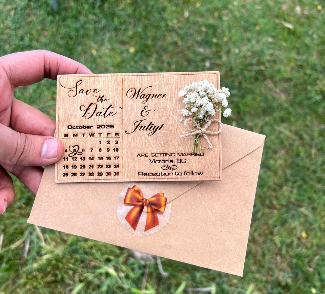 Floral Wooden Save the Date Magnet | Flower Rustic Wedding Invitation ...