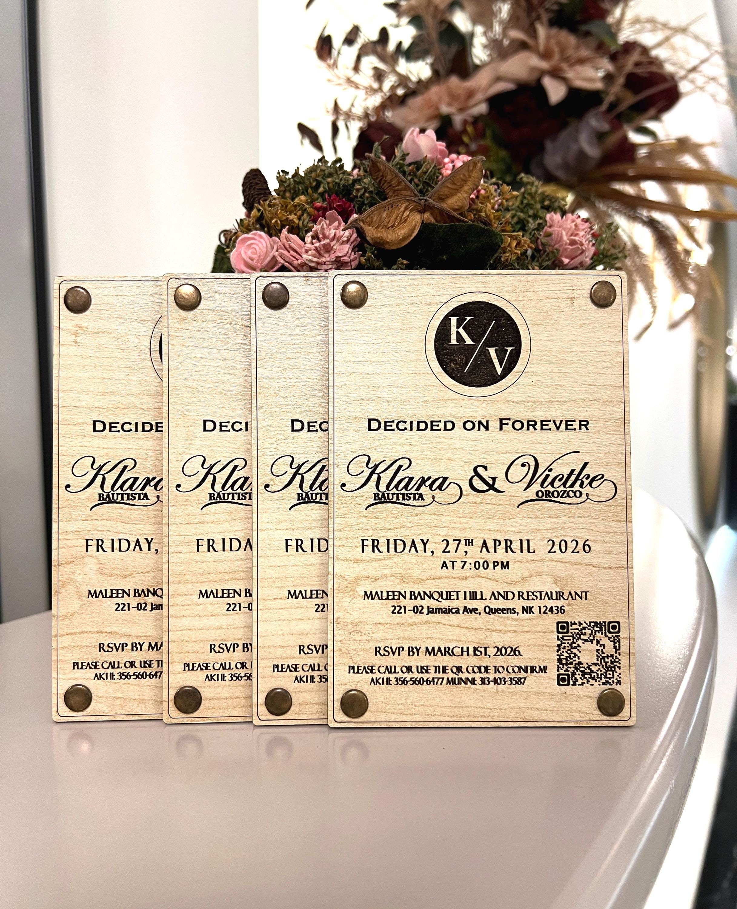 Rustic Invitation Real Wood | Birch 4x6" Laser Cut Engraved | Free ...