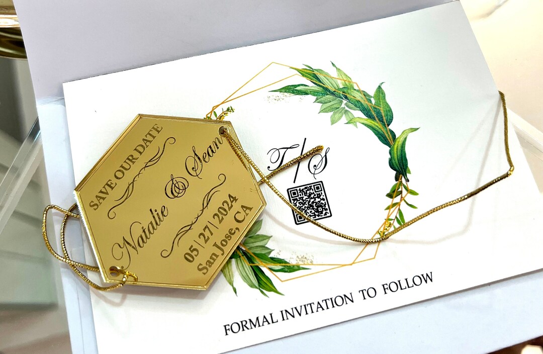 Save the Date Magnet Wedding Invitation Wedding Magnet Gold Silver ...