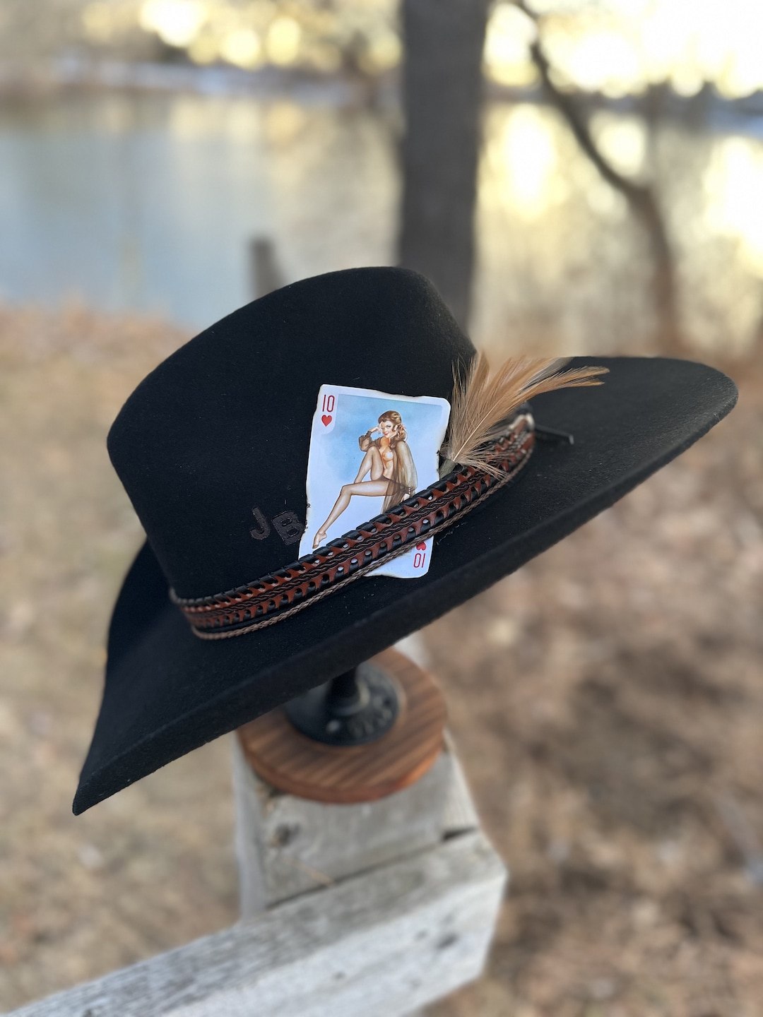 Custom Shaped Cowboy Hat With Playing Card and Cowboy Toothpick - Etsy