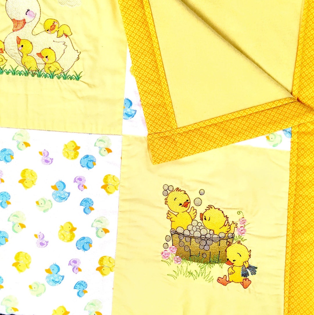 Patchwork Yellow Baby Duck Quilt, 30 X 40, Baby Boy Gift, Baby Girl ...