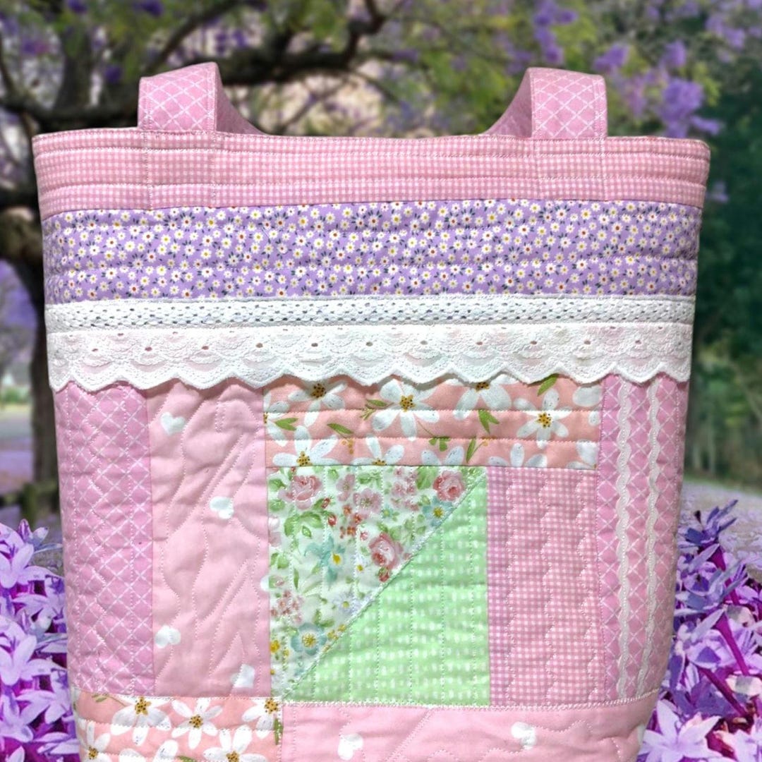Quilted Floral Tote Bag, Feminine Victorian Style Tote, Quilted ...